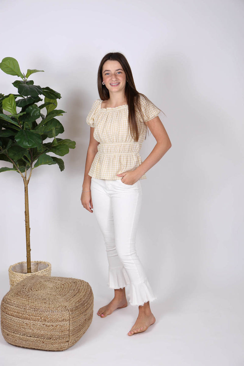 Cropped Frill Flare Jeans - White – Forever Young Boutique